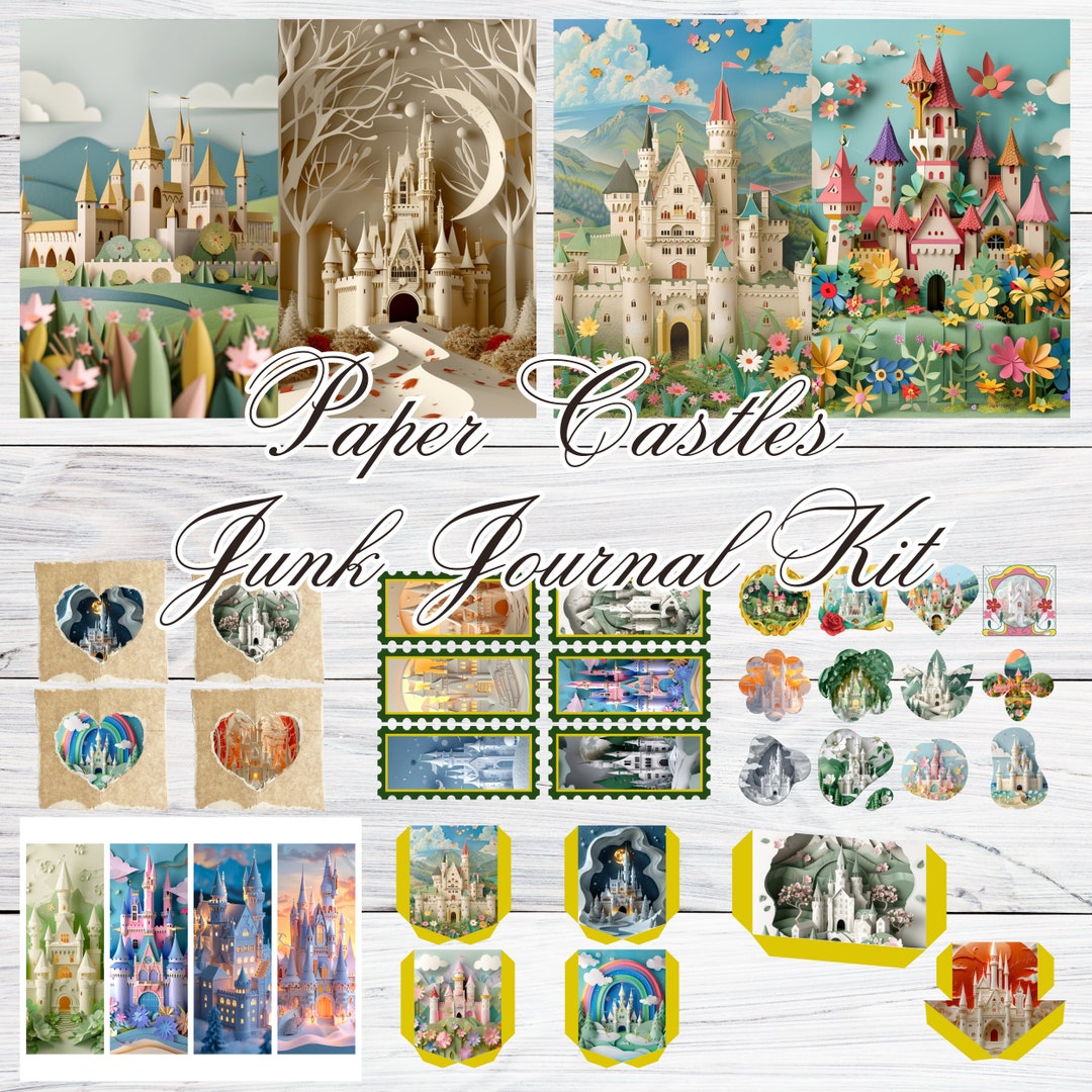 Junk Journal Kit Paper Castles Colorful Watercolor Scrapbook Inspiring ...
