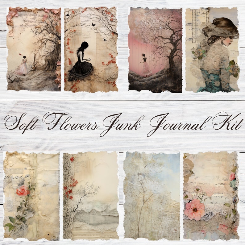 DIY Junkjournaling Kit Soft Flowers Folio, Junk Journal Paperpack ...