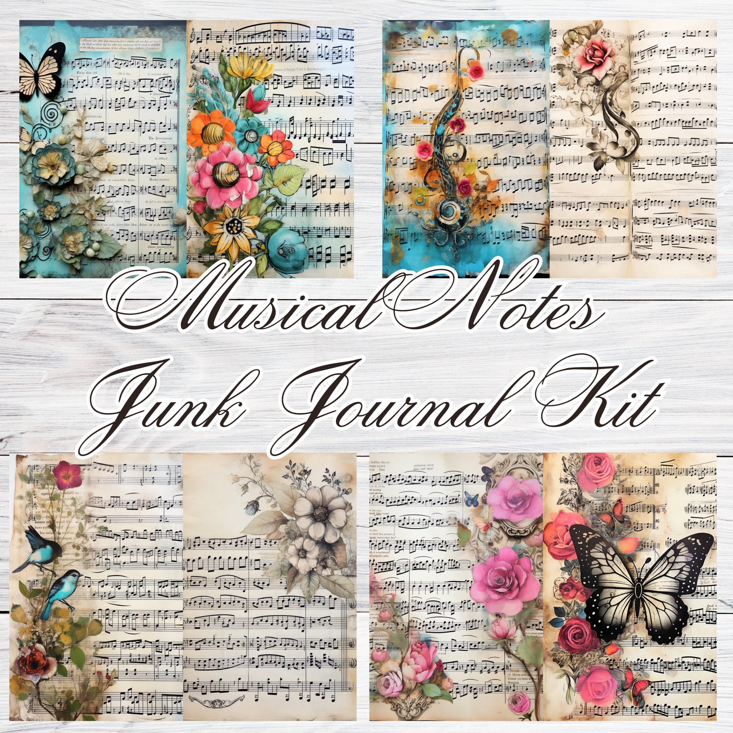 Junk Journal Kit Musical Notes Vintage Ephemera Junkjournal ...