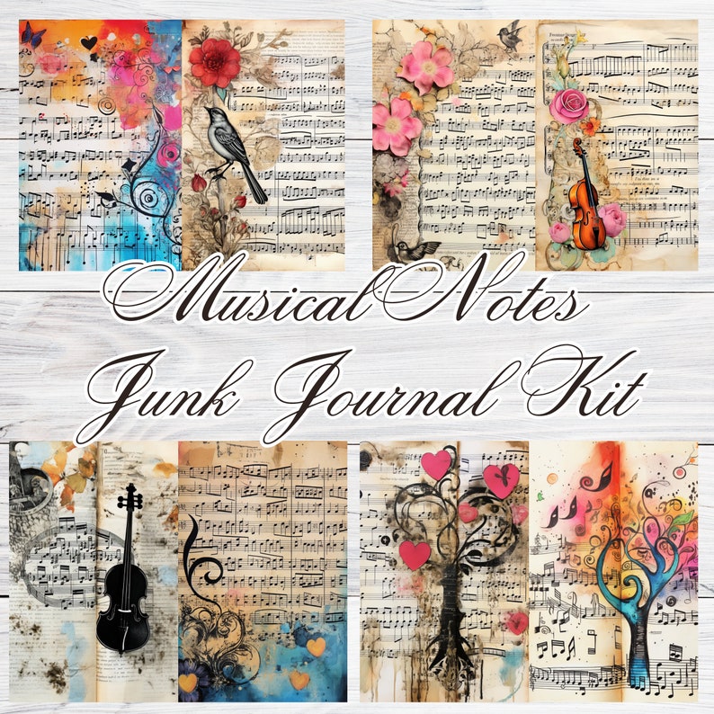 Junk Journal Kit Musical Notes Vintage Ephemera Junkjournal ...