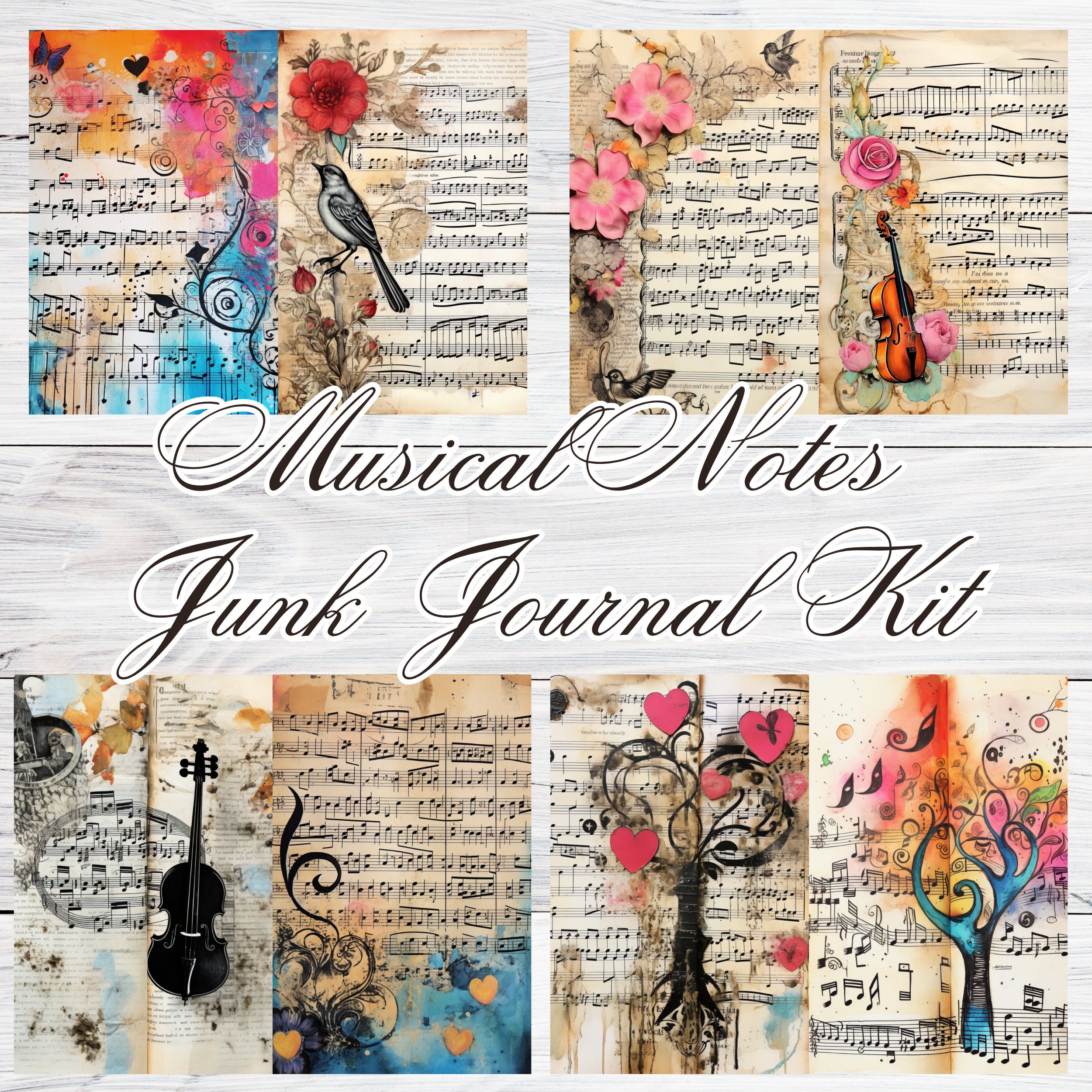 Junk Journal Kit Musical Notes Vintage Ephemera Junkjournal ...