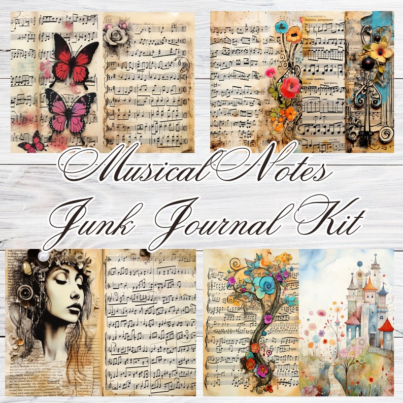 Junk Journal Kit Musical Notes Vintage Ephemera Junkjournal ...