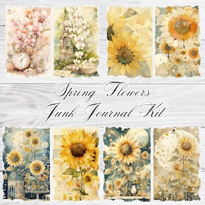 Flower Junk Journal Scrapbook Kit Vintage Printable Stickers Journaling ...