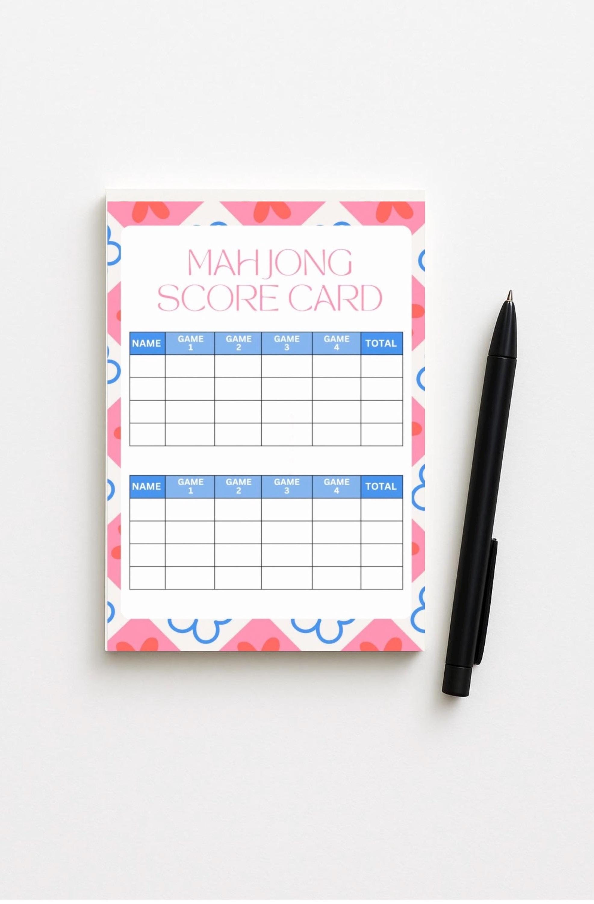 Mahjong Score Card Note Pads, Game Night Supplies, Unique Gift for Mah ...