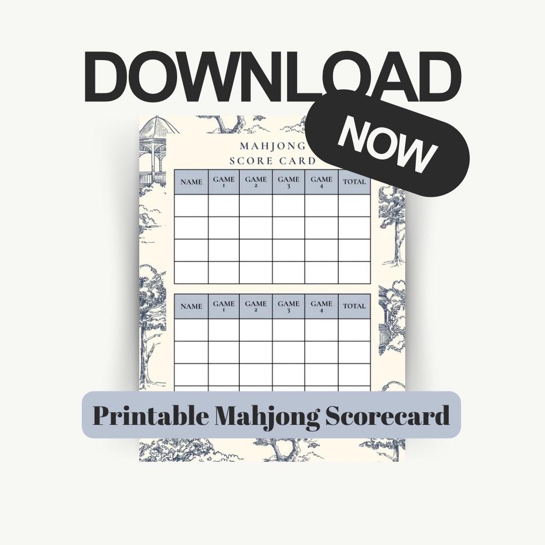 Printable Mahjong Scorecard Mahjong Score Keeper Digital Download Game