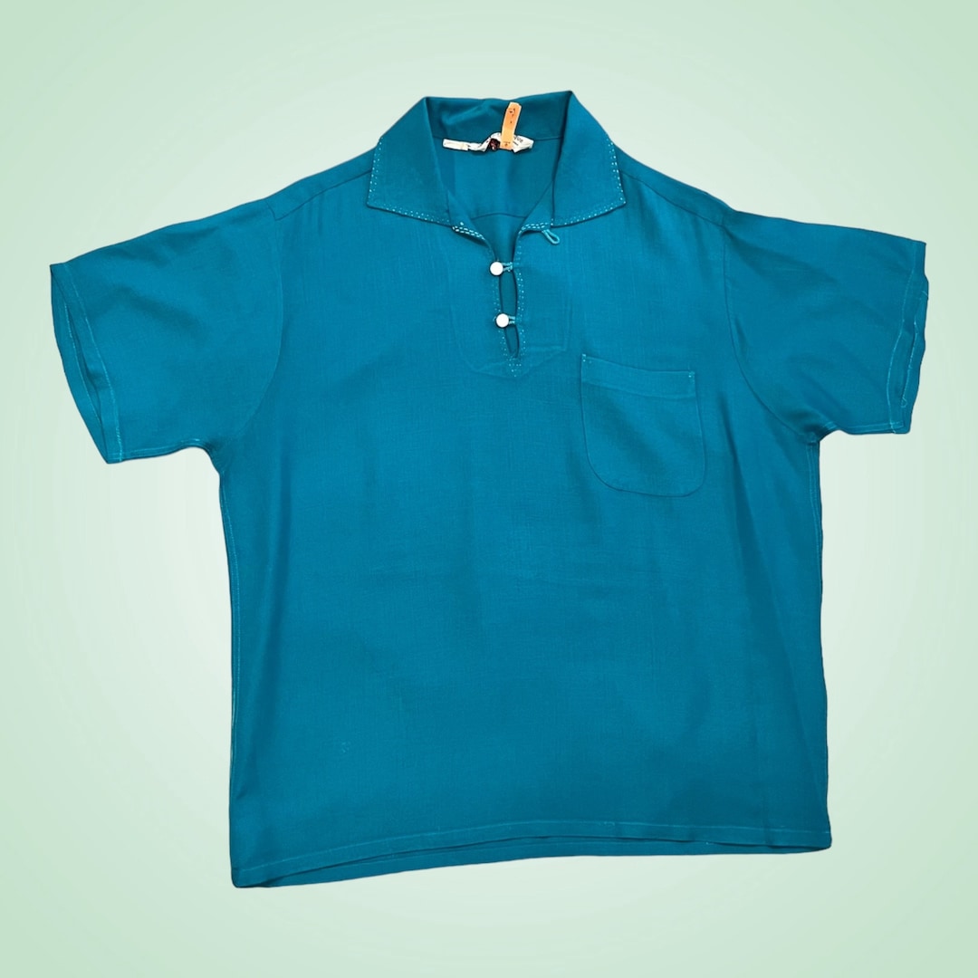 1950s Green Gaucho Shirt With Contrasting Stitch Details - Etsy