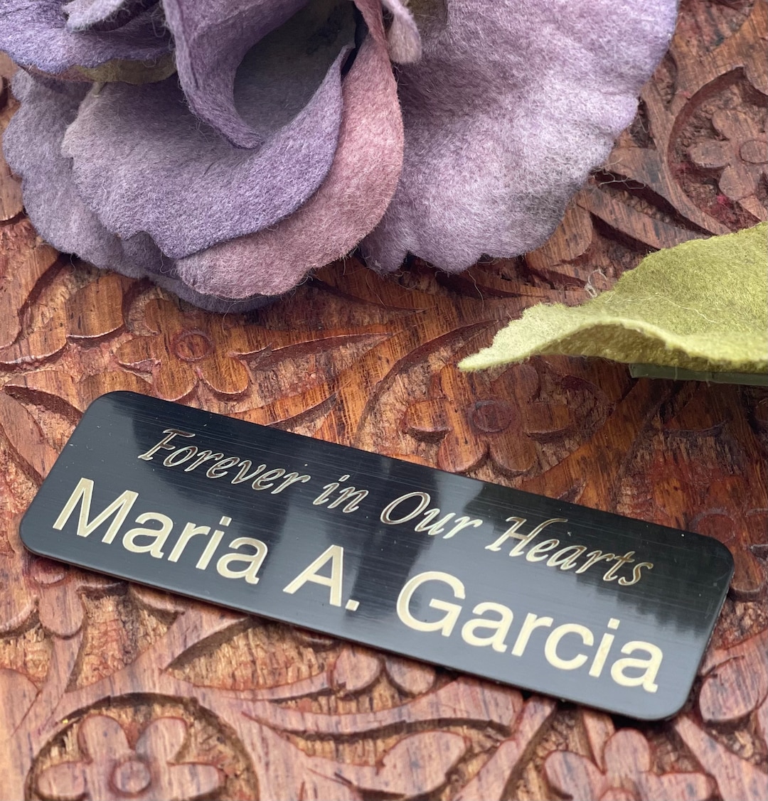 Laser Engraved, Gold on Black, Personalized 3x1 Stainless-steel Plaque ...