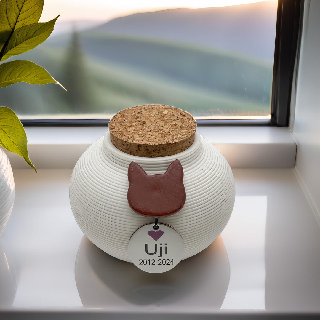 Minimalist Ceramic Ginger Cat Urn: Pet Memorial Keepsake (up to 20 Lbs ...