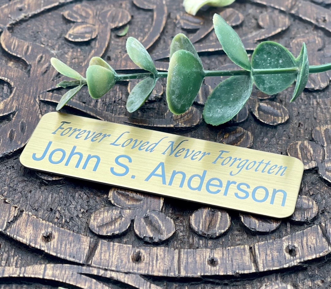 Blue on Gold Personalized Laser Engraved 3x1 Stainless Steel Name Plate ...