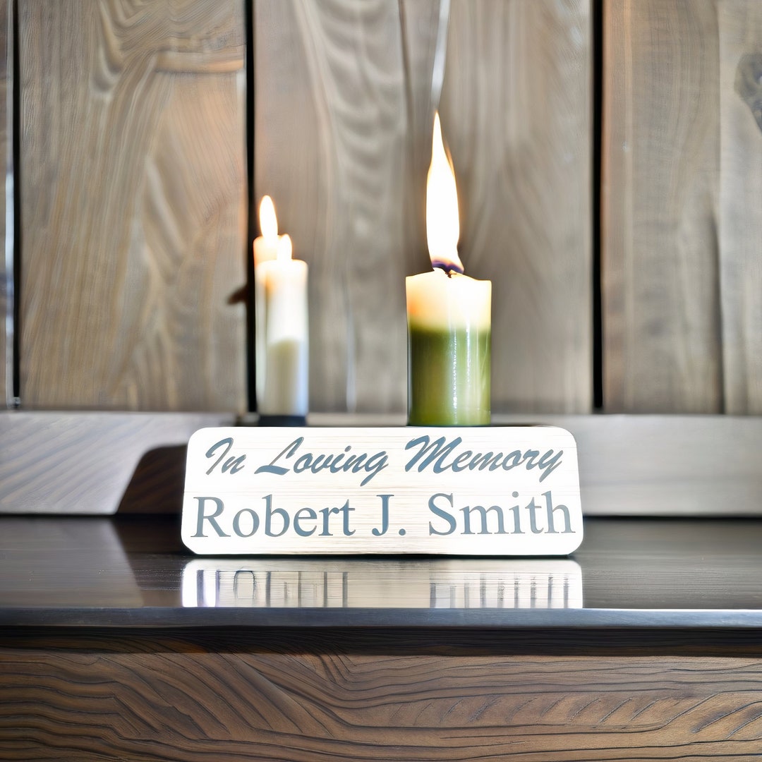 Steel Nameplate, Blue on Silver, Personalized 3x1 Stainless-steel ...