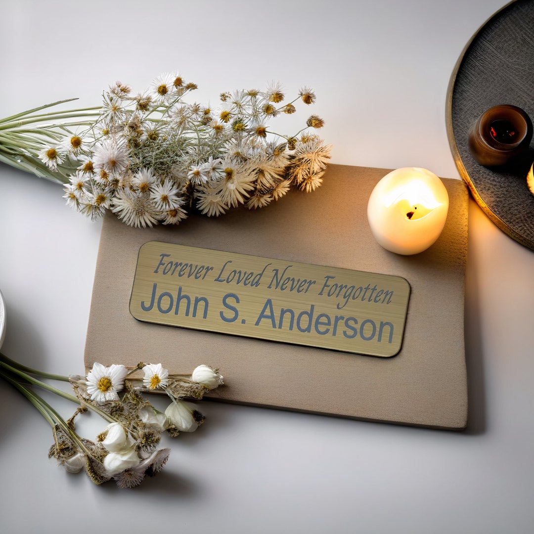 Blue on Gold Personalized Laser Engraved 3x1 Stainless Steel Name Plate ...