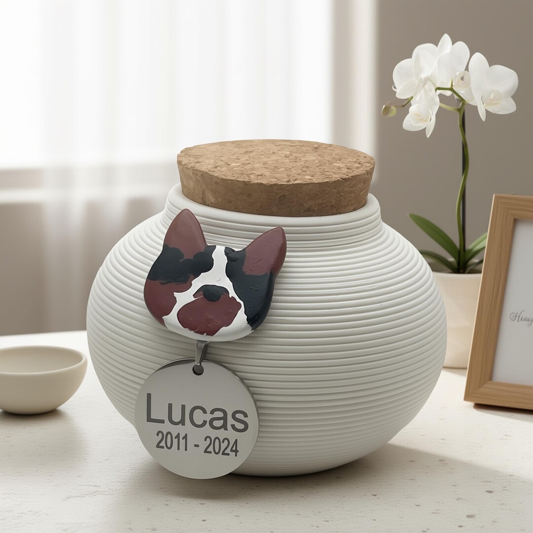 Minimalist Ceramic Calico Cat Urn: Pet Memorial Keepsake (up to 20 Lbs ...