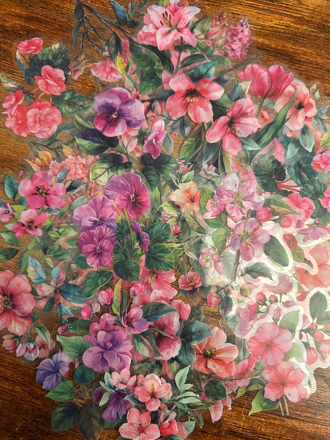 50 Piece Full Set Transparent Flower Stickers - Etsy
