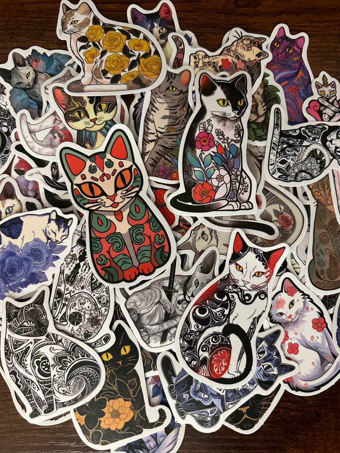 American Traditional Cat Tattoo Stickers - Etsy