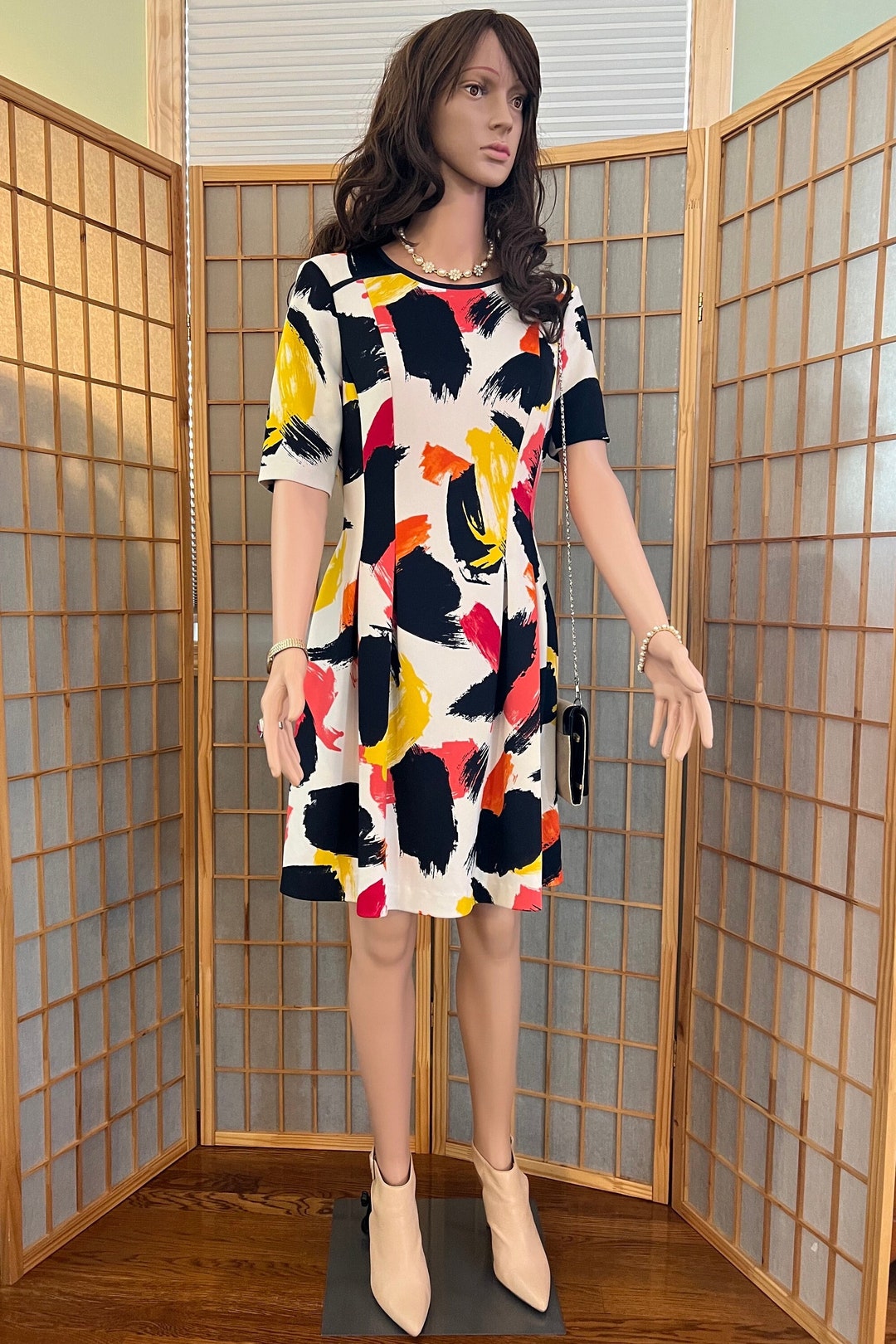 Vibrant Paint Print “vince Camuto” Dress Size 8 - Etsy