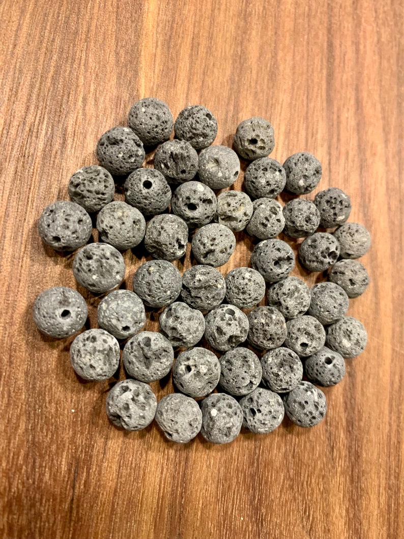 10 Natural Unwaxed Lava Rock Gemstone Beads, Size ~ 6, 8, or 10mm, Hole ...