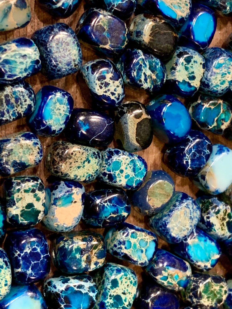 10 Natural Dolomite Gemstone Beads, Size ~ 7mm, Hole ~ 1mm, Dyed Blue ...