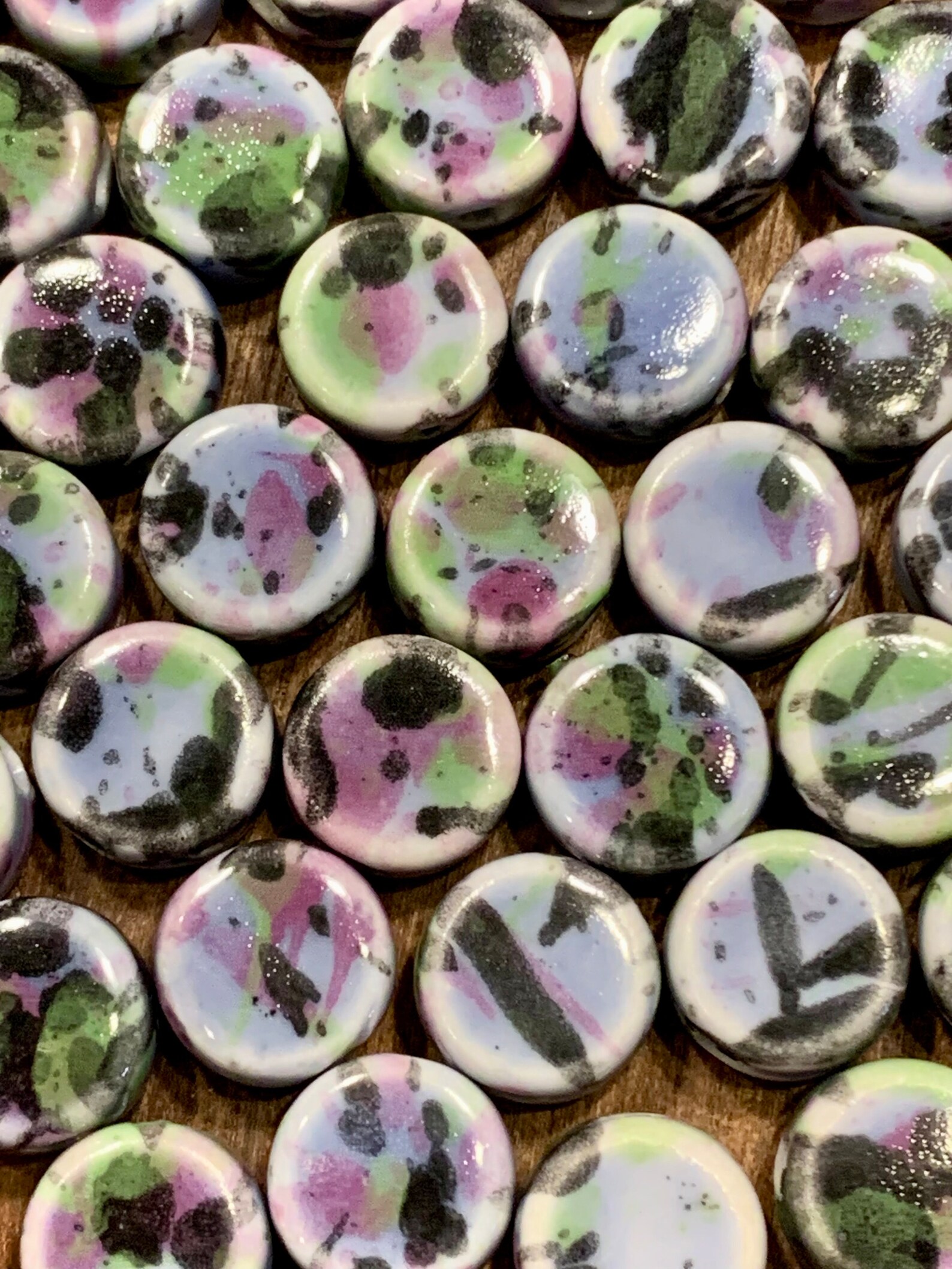 10 Multicolor Flat Rondelle Beads, Size ~ 11x6mm, Hole ~ 2 Mm, Smooth ...