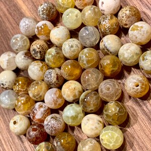 10 Natural Fire Crackle Agate Gemstone Beads, Size ~ 8mm, Hole ~ 1mm ...