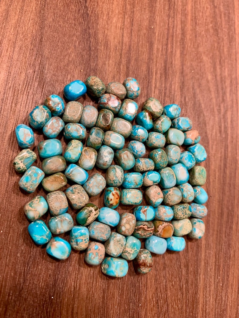 10 Natural Dolomite Gemstone Beads, Size ~ 7mm, Hole ~1mm, Dyed Blue ...