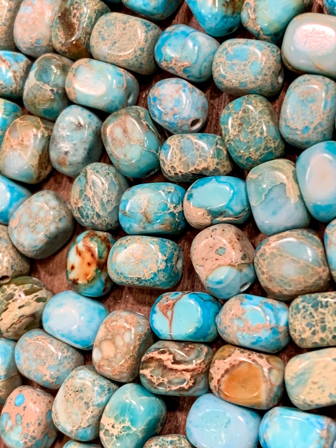 10 Natural Dolomite Gemstone Beads, Size ~ 7mm, Hole ~1mm, Dyed Blue ...