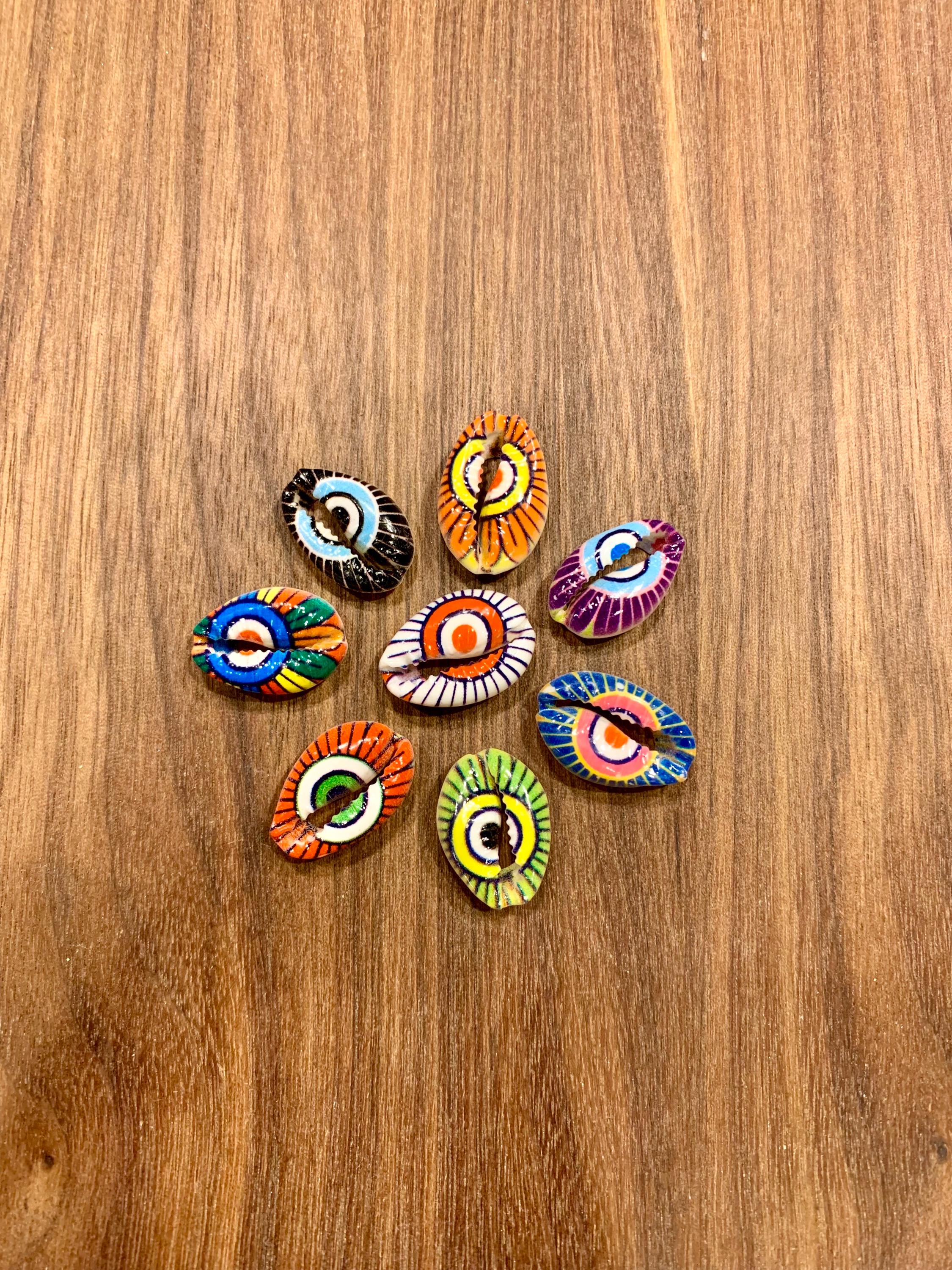 10 Natural Shell, Printed Turkish Eye Evil Eye, Size ~15-19mm, Hole ...