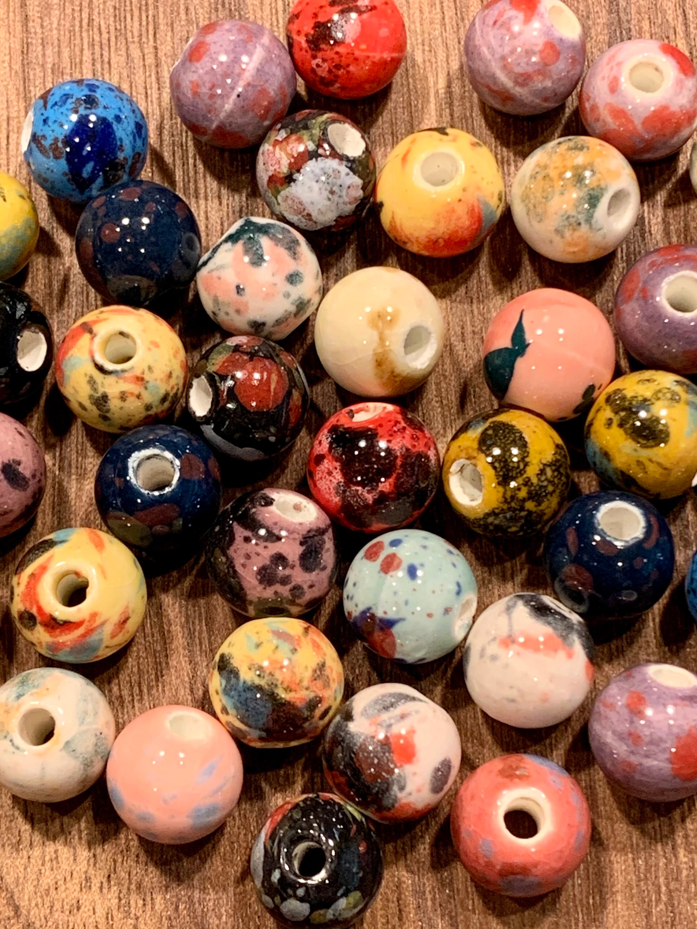 10 Mixed Beads, Size ~ 10 Mm, Hole ~ 2.5 Mm, Smooth Surface, Antique ...