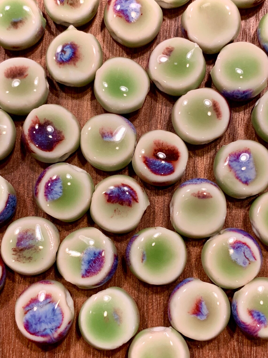 10 Multicolor Flat Rondelle Beads, Size ~ 11x6mm, Hole ~ 2 Mm, Smooth ...