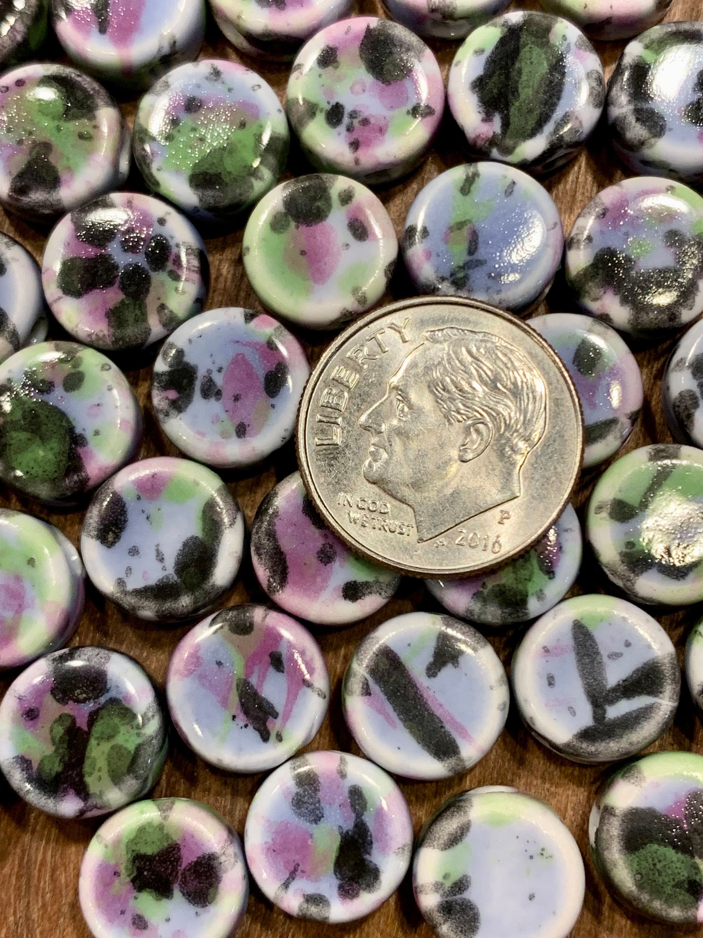 10 Multicolor Flat Rondelle Beads, Size ~ 11x6mm, Hole ~ 2 Mm, Smooth ...