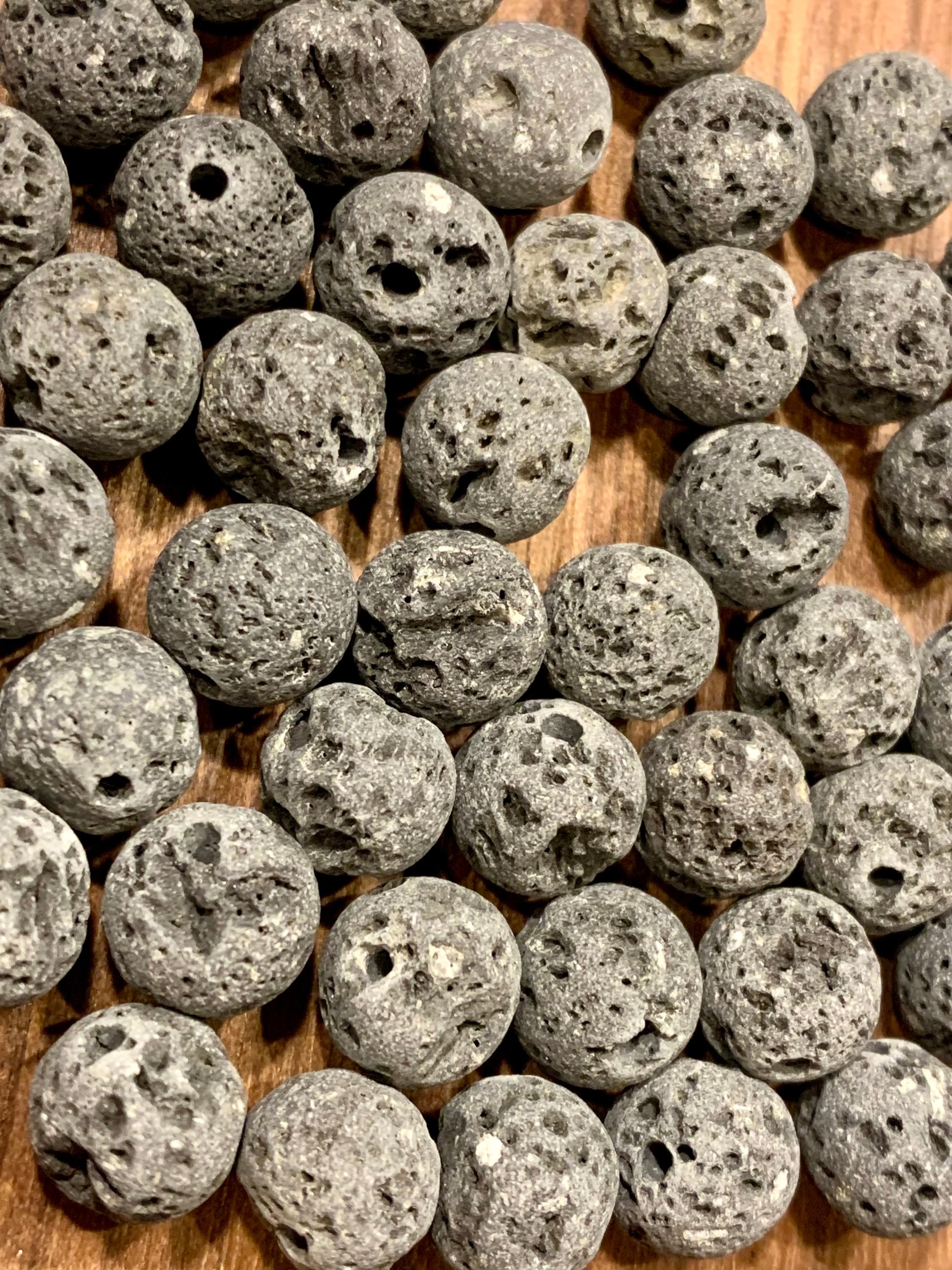 10 Natural Unwaxed Lava Rock Gemstone Beads, Size ~ 6, 8, or 10mm, Hole ...