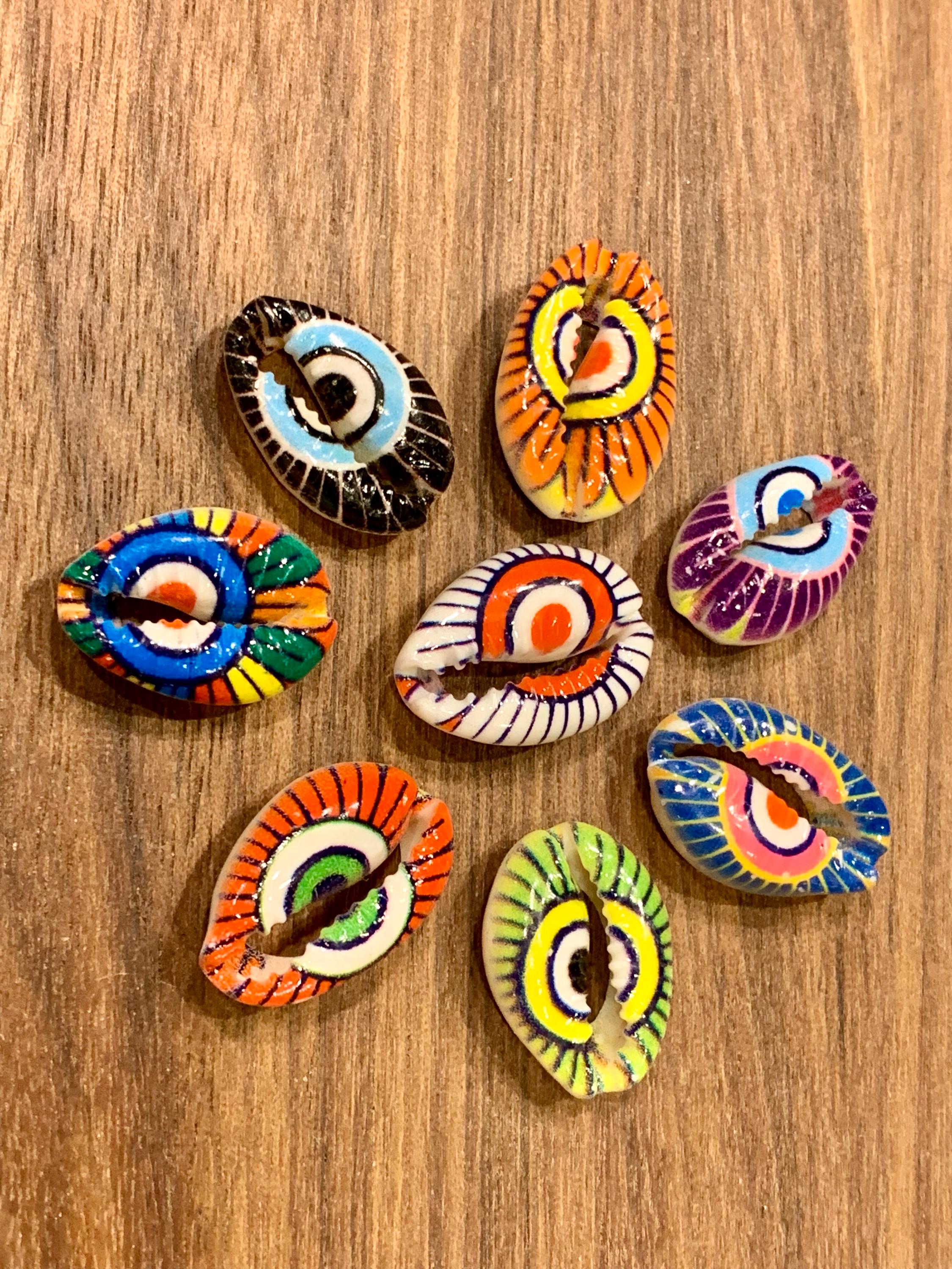 10 Natural Shell, Printed Turkish Eye Evil Eye, Size ~15-19mm, Hole ...