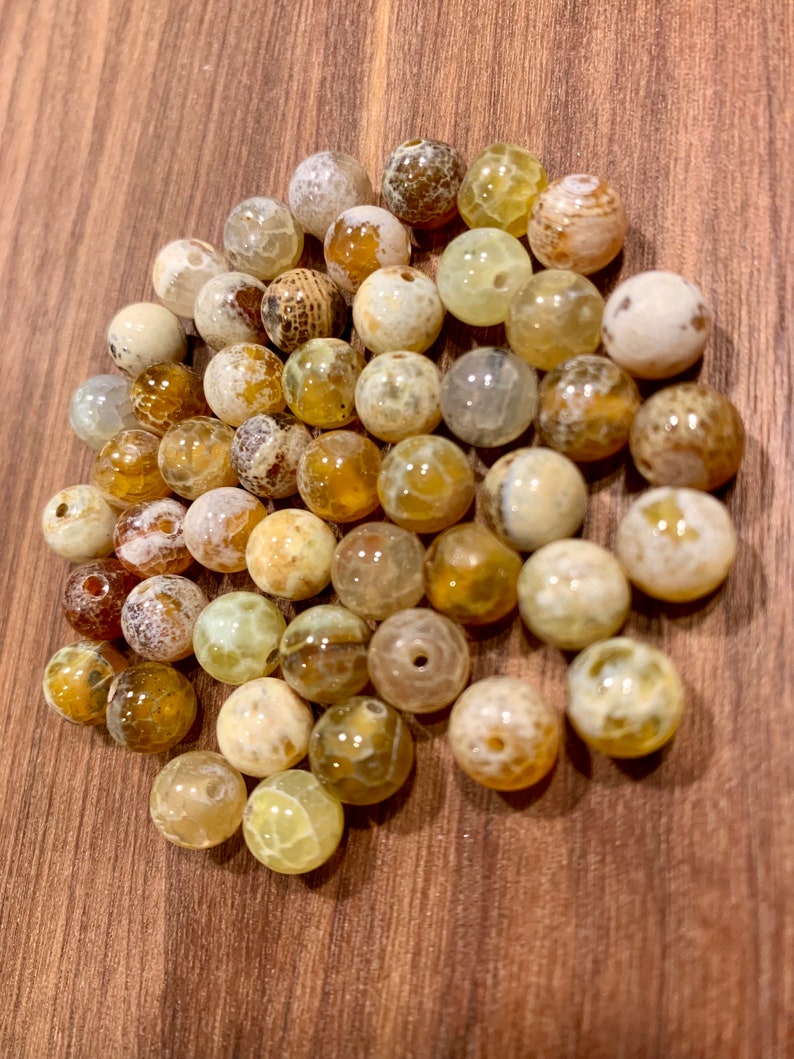10 Natural Fire Crackle Agate Gemstone Beads, Size 8mm, Hole 1mm, Dyed ...