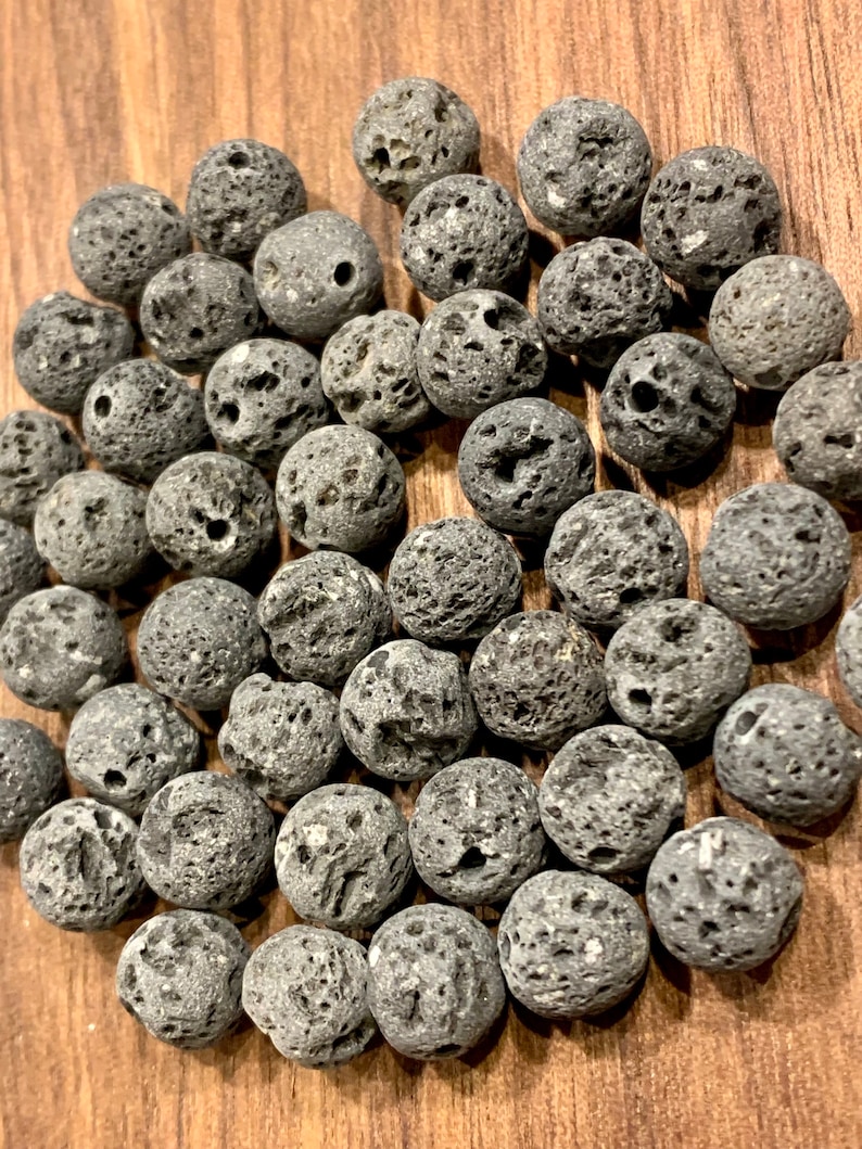 10 Natural Unwaxed Lava Rock Gemstone Beads, Size ~ 6, 8, or 10mm, Hole ...