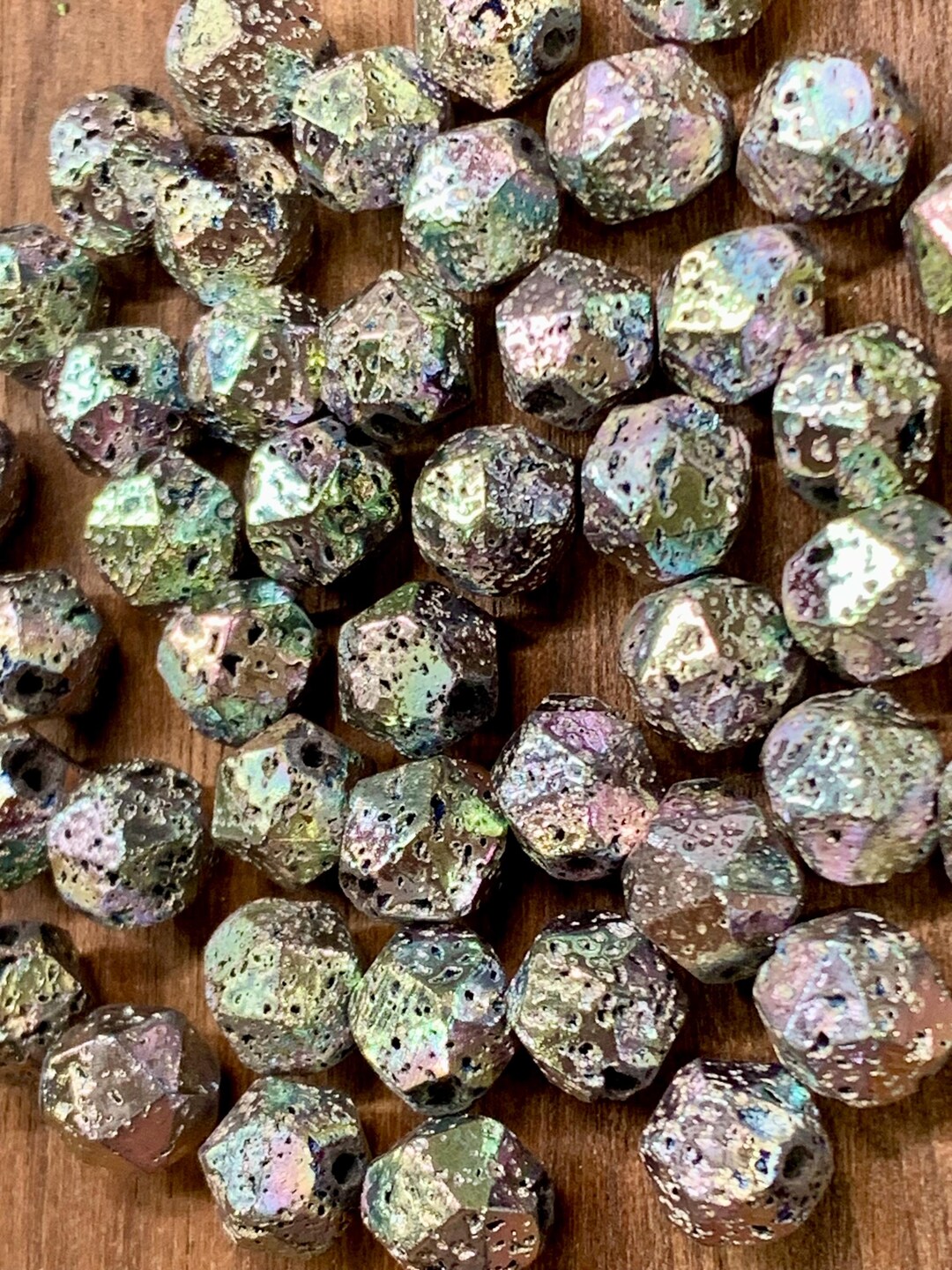 10 Color Changing Natural Lava Rock Gemstone Beads, Silver, Size ~7-8mm ...