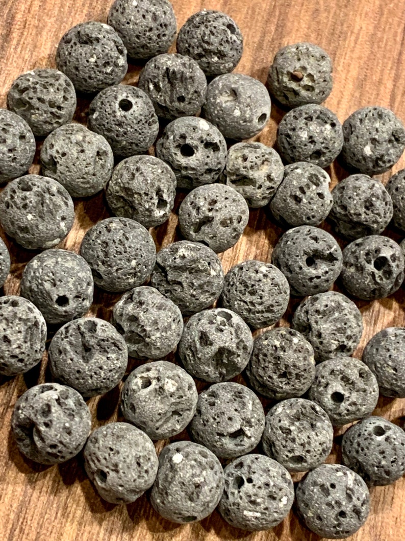 10 Natural Unwaxed Lava Rock Gemstone Beads, Size ~ 6, 8, or 10mm, Hole ...