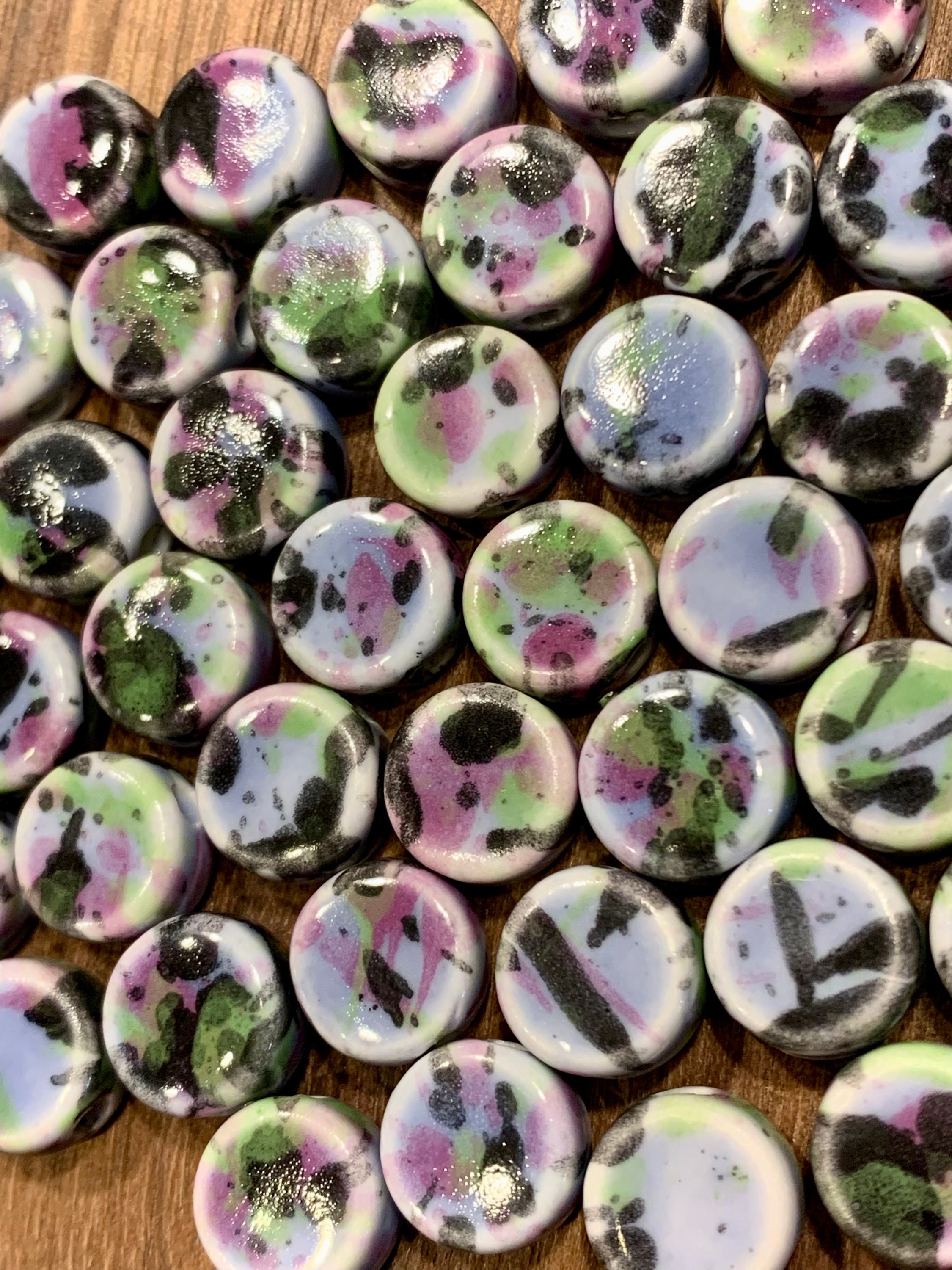 10 Multicolor Flat Rondelle Beads, Size ~ 11x6mm, Hole ~ 2 Mm, Smooth ...
