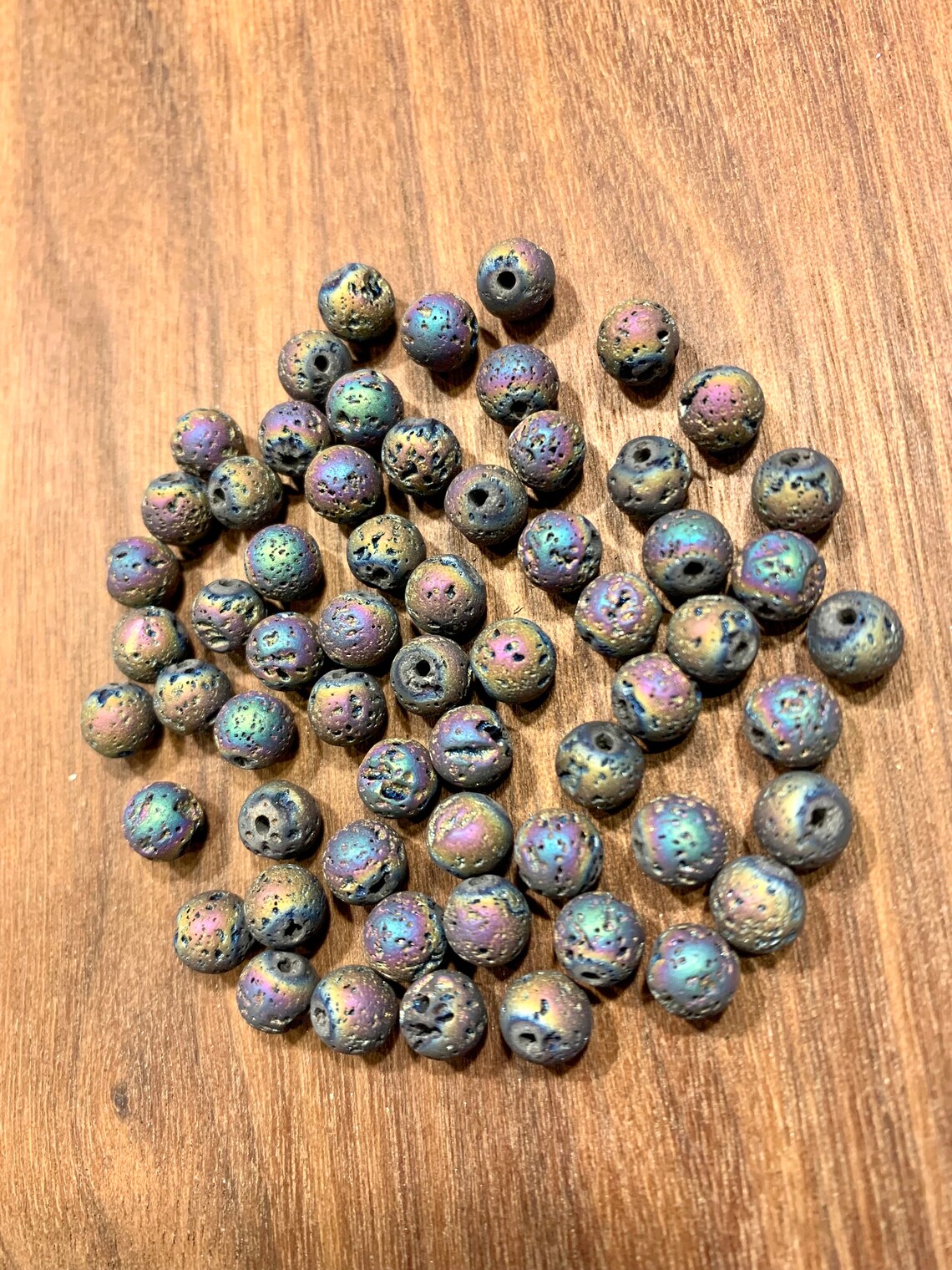 10 Natural Multi Colors Dyed Lava Rock Gemstone Beads, Size ~ 6mm, Hole ...
