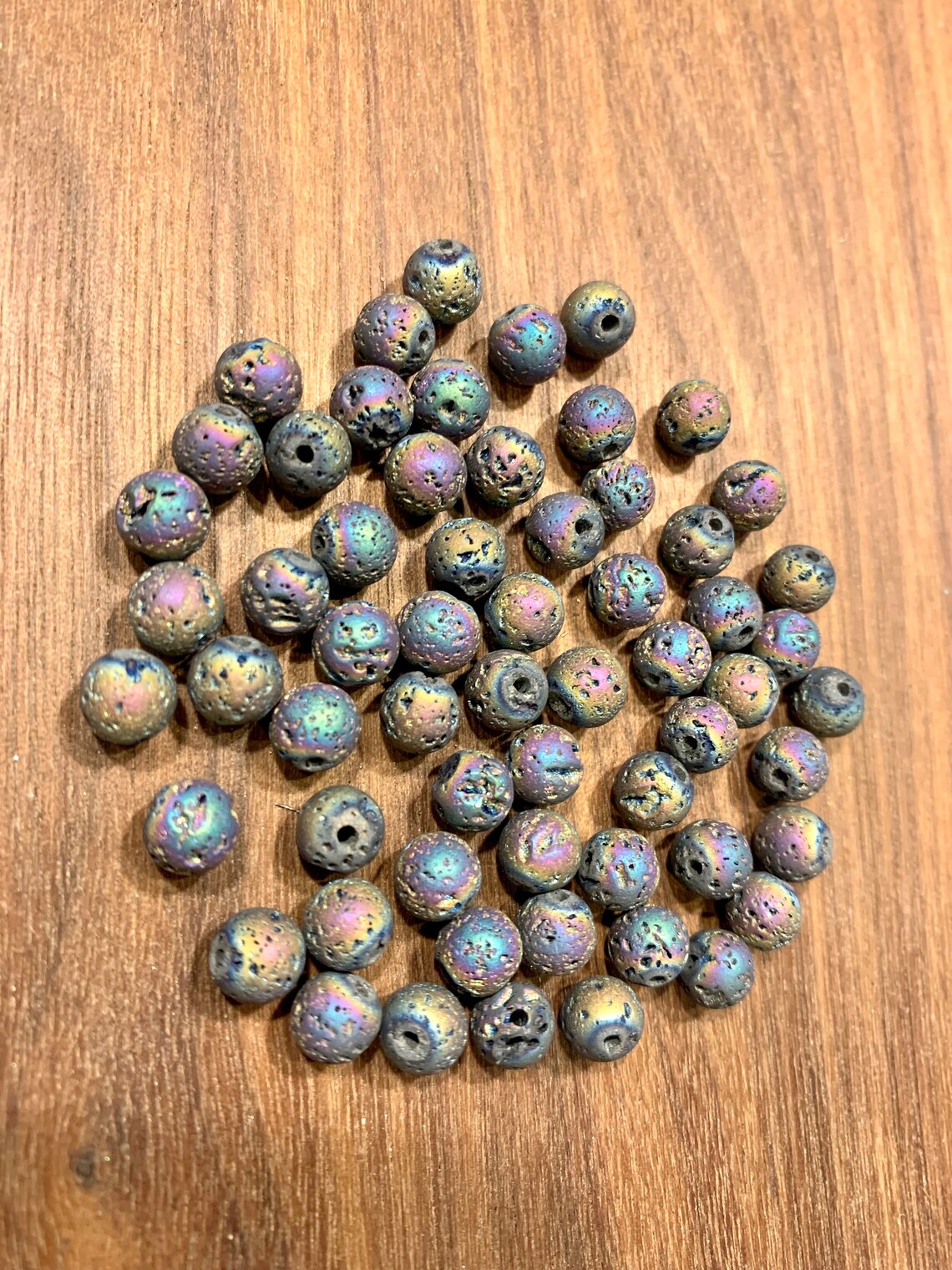 10 Natural Multi Colors Dyed Lava Rock Gemstone Beads, Size ~ 6mm, Hole ...