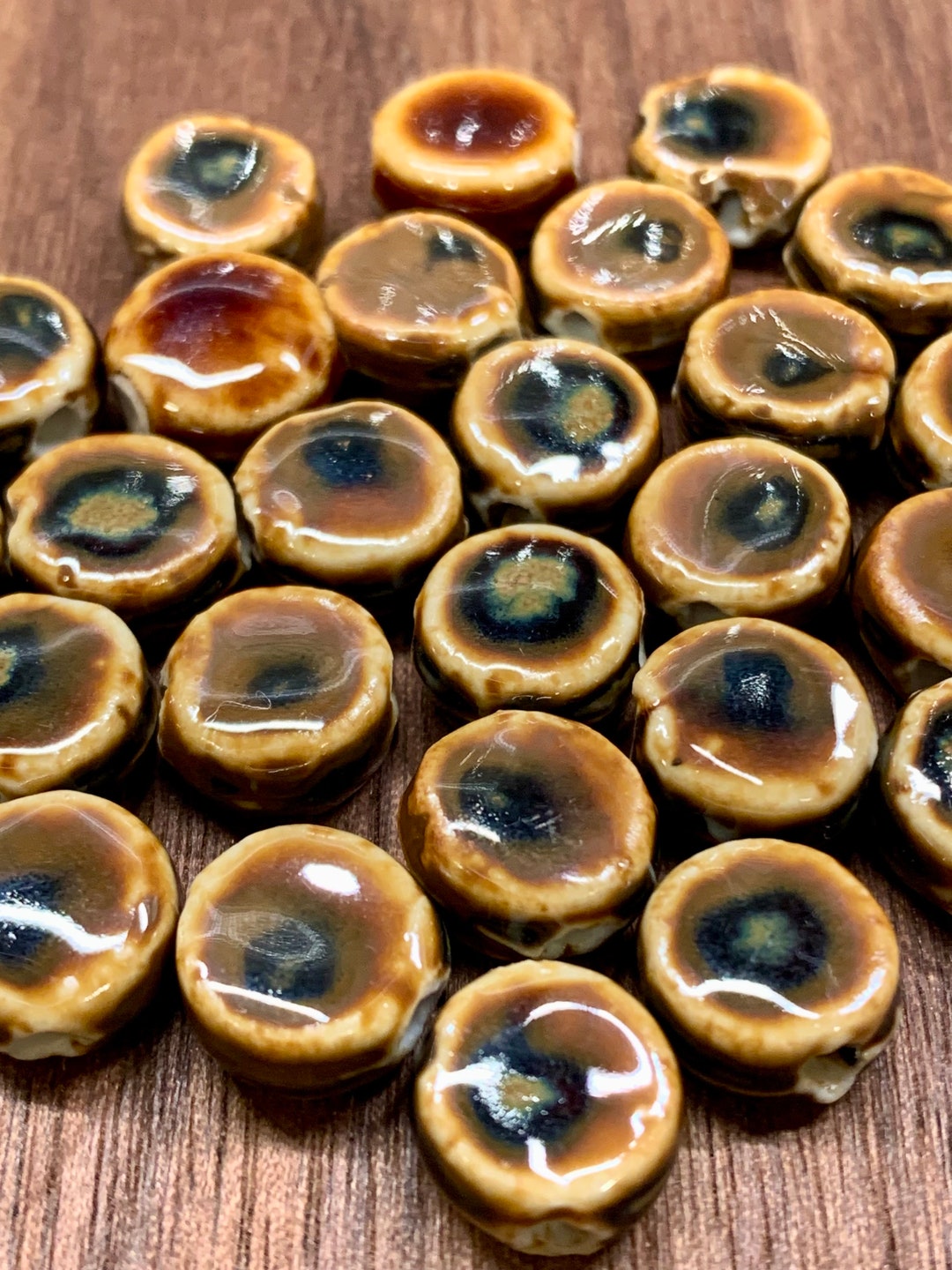 10 Caramel Flat Rondelle Beads, Size ~ 11x6mm, Hole ~ 2 Mm, Smooth ...