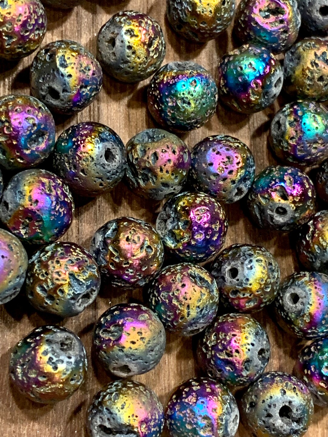 10 Natural Multi Colors Dyed Lava Rock Gemstone Beads, Size ~ 8mm, Hole ...