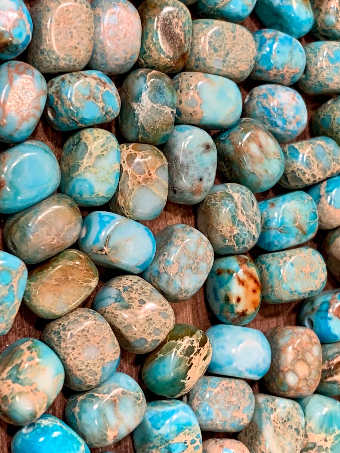 10 Natural Dolomite Gemstone Beads, Size ~ 7mm, Hole ~1mm, Dyed Blue ...