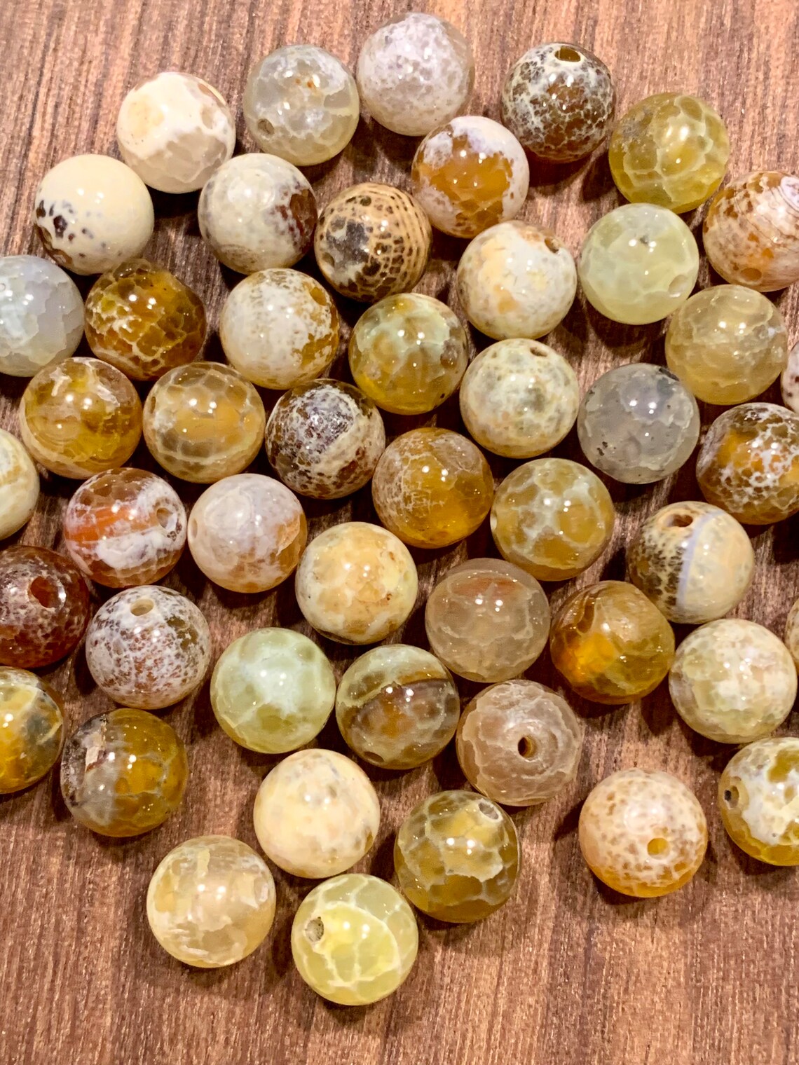 10 Natural Fire Crackle Agate Gemstone Beads, Size 8mm, Hole 1mm, Dyed Smooth Round, for ...