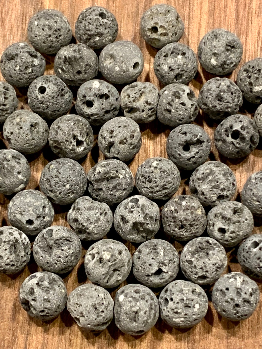 10 Natural Unwaxed Lava Rock Gemstone Beads, Size ~ 6, 8, or 10mm, Hole ...