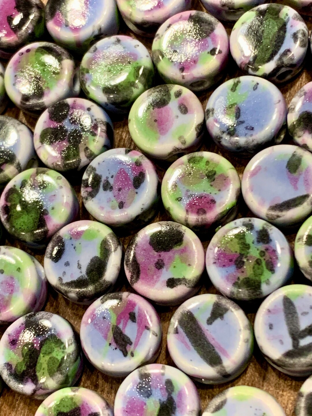 10 Multicolor Flat Rondelle Beads, Size ~ 11x6mm, Hole ~ 2 Mm, Smooth ...