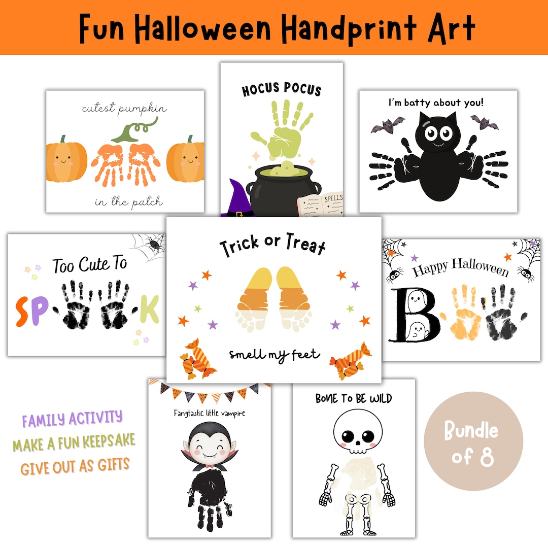 Halloween Handprint Art, Halloween Printable Craft for Kids, Fall ...