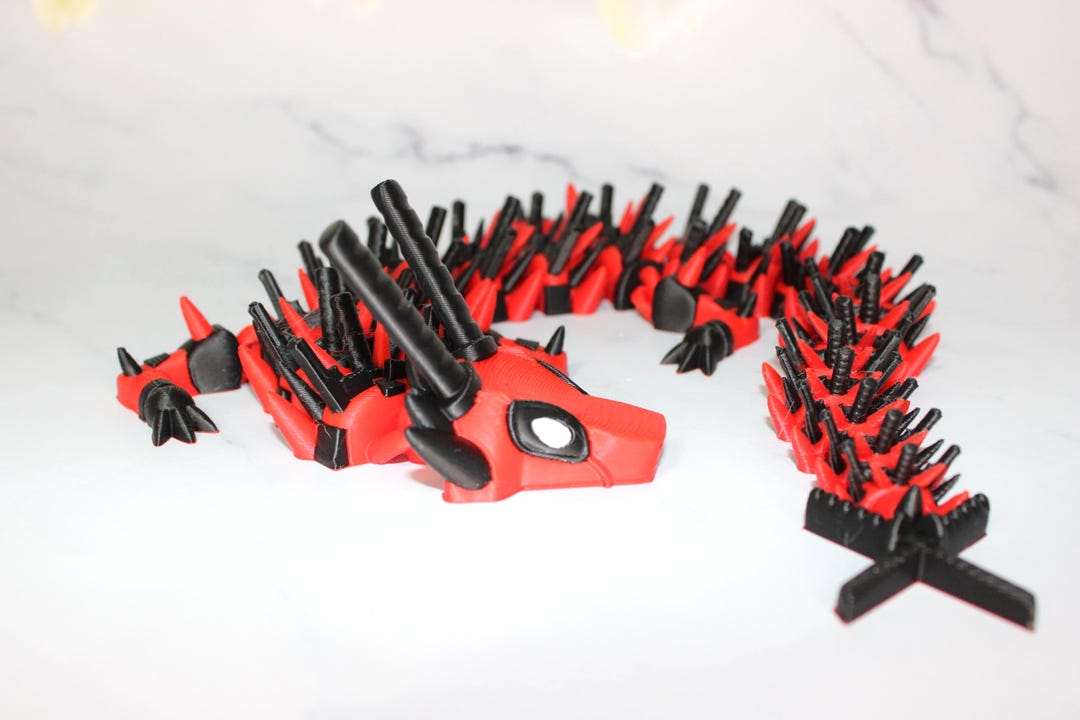 3D Printed Articulated 17" Dragon Fidget Toy: Fantasy Home Decor - Etsy
