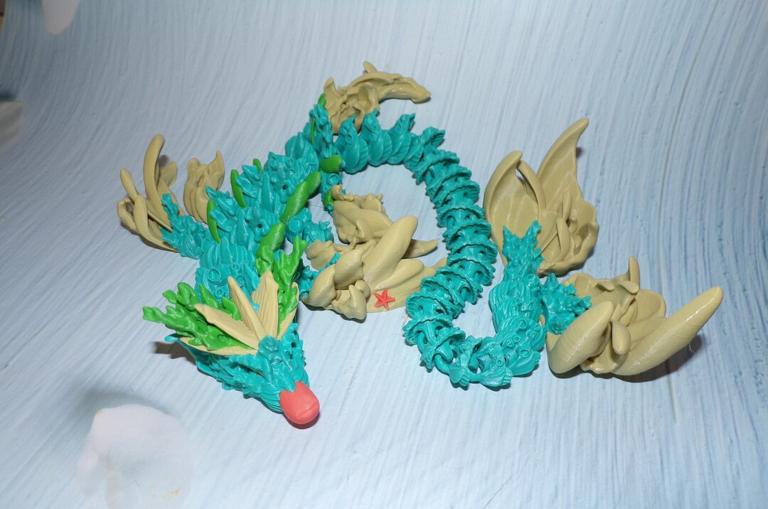 3D Printed Coral Reef Dragon, Articulated Coral Reef Dragon, Coral Reef ...