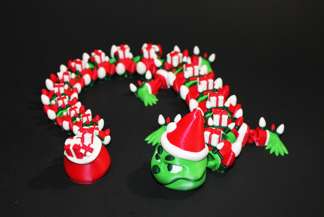 Christmas Grumpy Dragon: 3D Printed Articulated Fidget Toy - Etsy
