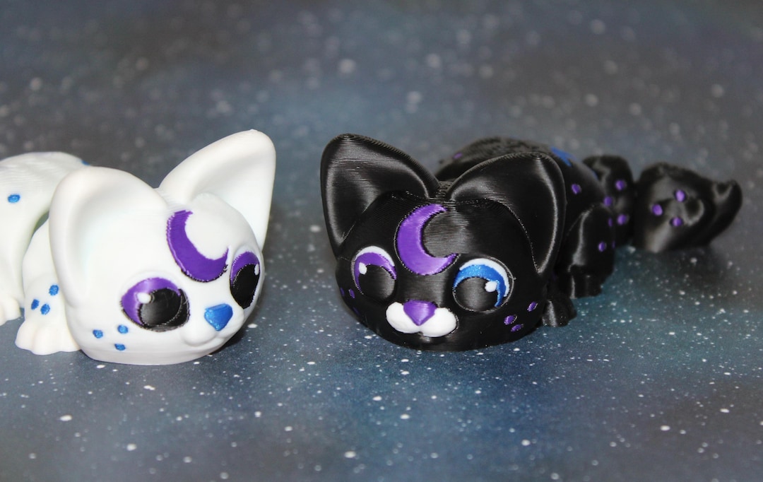 Moon Munchkin Kitty: Full Color 3D Printed Articulated Fidget Toy - Free Shipping Included! - Etsy