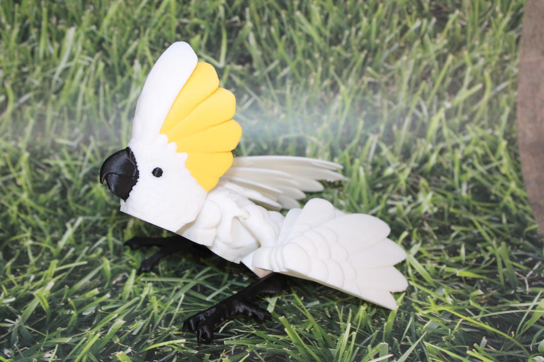 3D Printed Articulated Cockatoo 8" Wingspan - Etsy